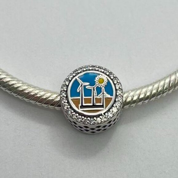 Pandora | Jewelry | Pandora Engraved Button Charm Windmill Curacao ...